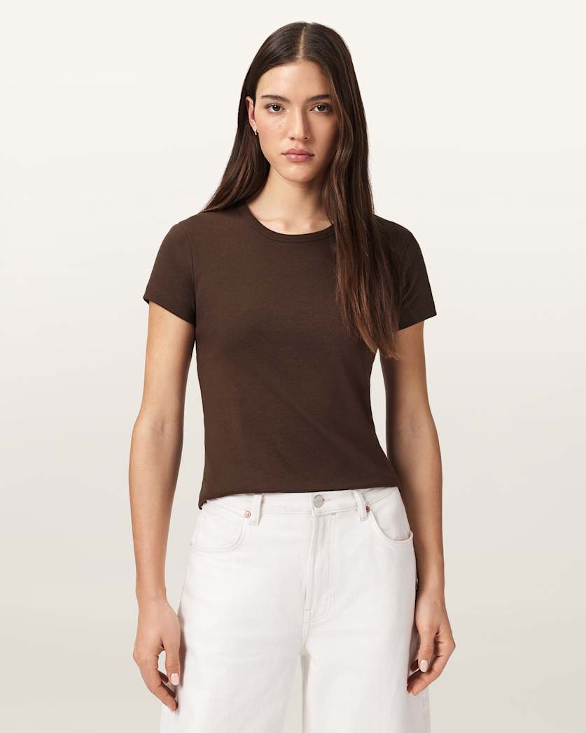 Stevie Slim Fit Short Sleeve T-Shirt Bitter Brown | ALLSAINTS Canada
